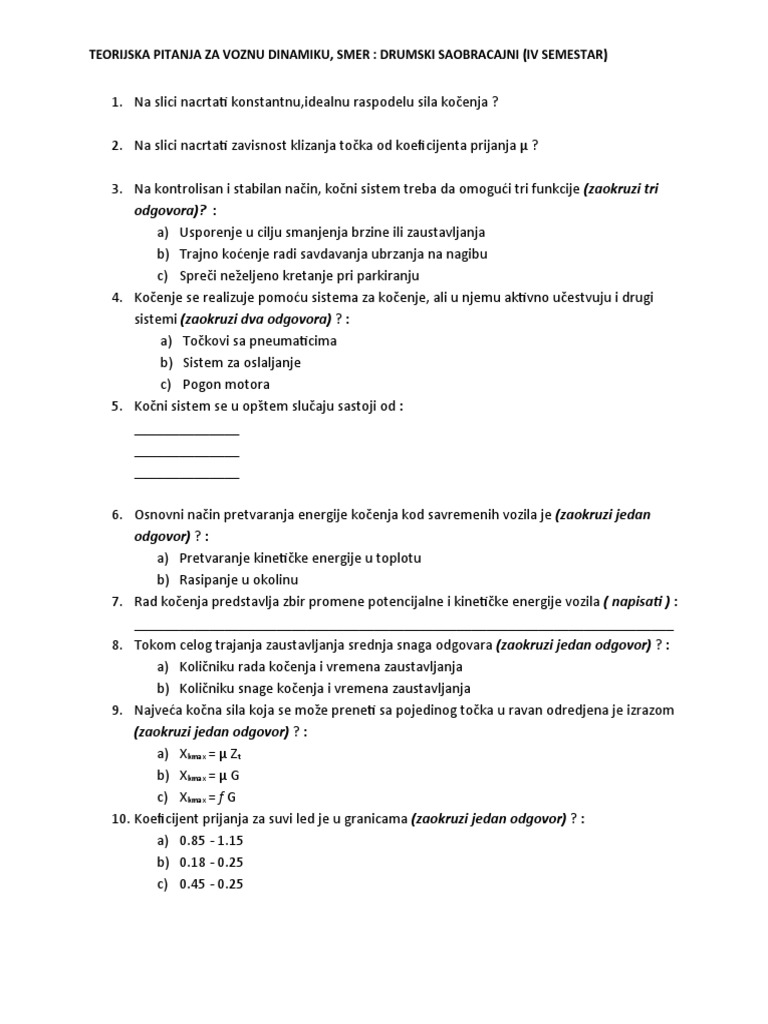 Teorijska Pitanja Kolokvijum 2 | PDF