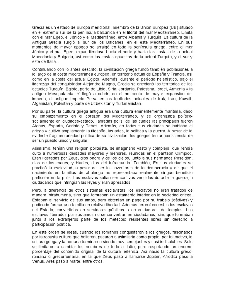 Ensayo Castellano | PDF | Antigua Grecia | Grecia