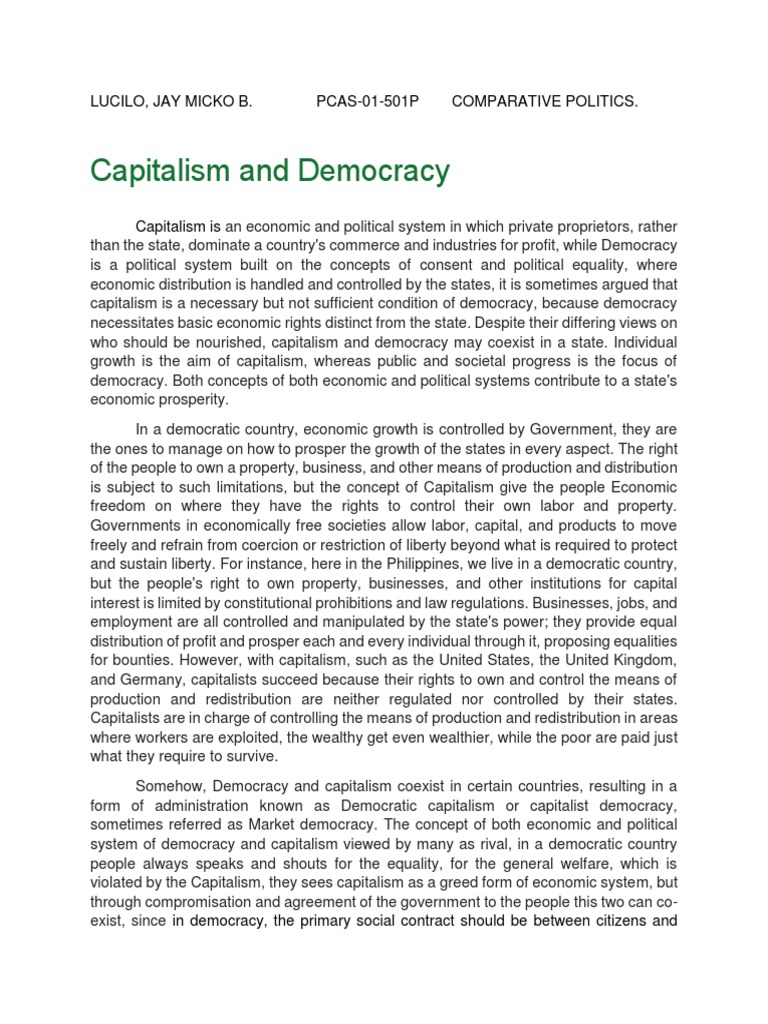 Capitalism and Democracy | PDF | Capitalism | Democracy