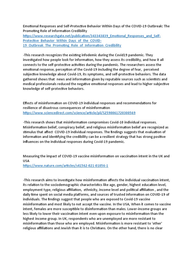 RRL and Question Self Protective Behavior | PDF | Credibility | Human ...