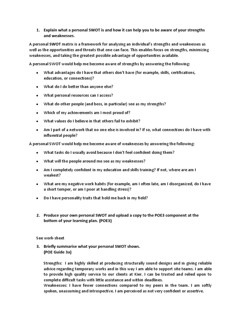 1.4 Personal SWOT | Download Free PDF | Swot Analysis | Social Psychology