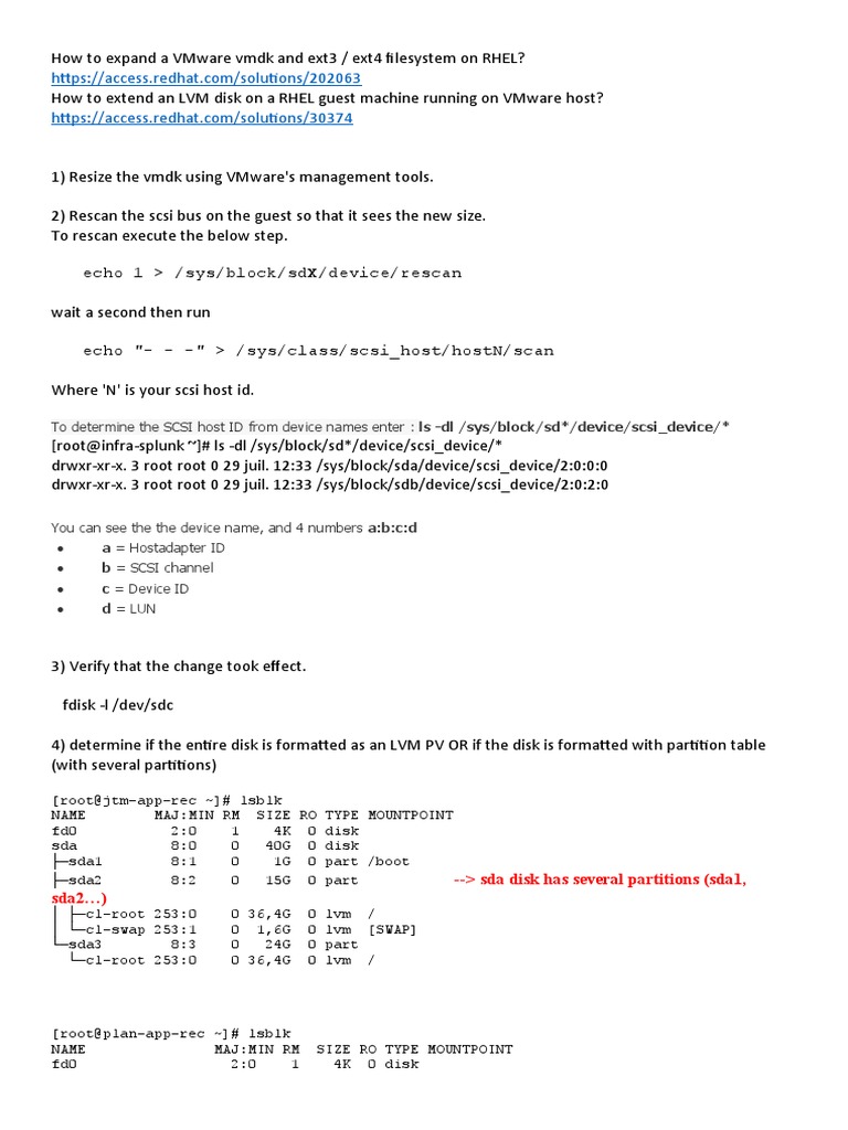Resize Lvm Disk After Extending Vmdk Pdf Data Computer Science
