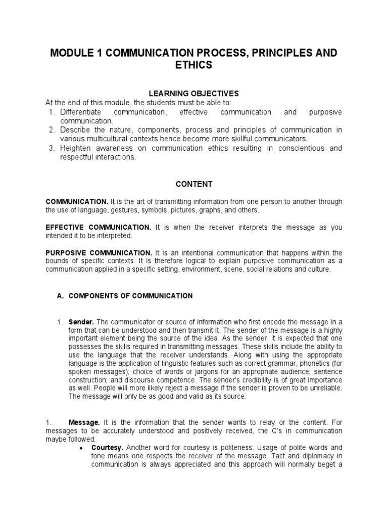 Gec102 - Module 1 | PDF | Communication | Interpersonal Communication