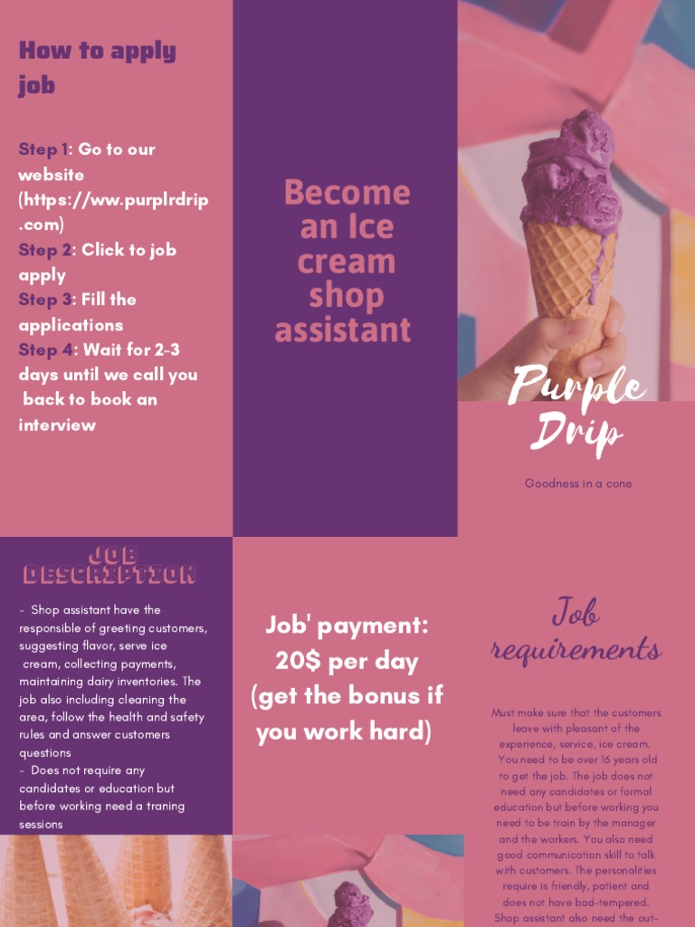 Ice Cream Shop Assistant Job Overview | PDF