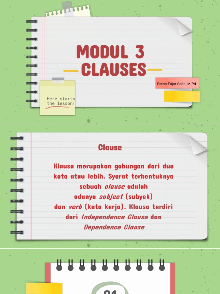 MATERI MODUL 3 CLAUSES-dikonversi-dikompresi | PDF | Clause | Verb