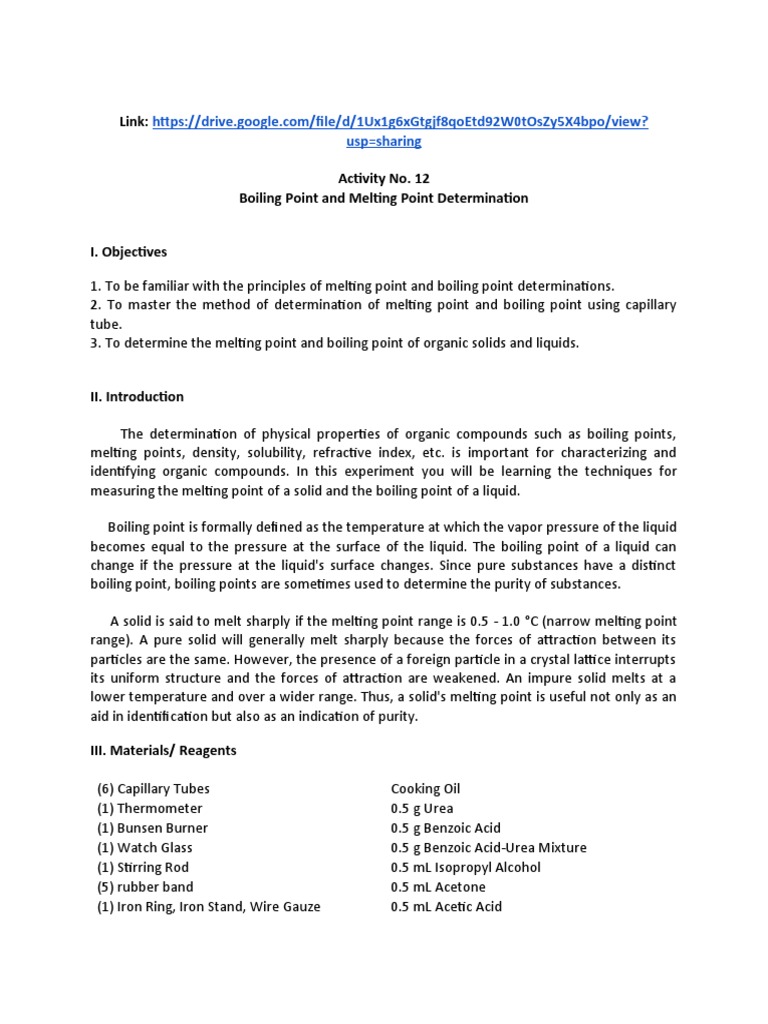 Boiling and Melting Point Experiment | PDF | Melting Point | Boiling