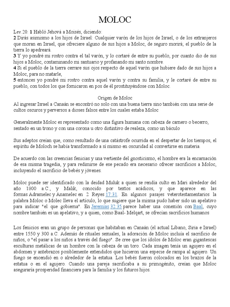 El Culto de Moloc | PDF | Contenido bíblico