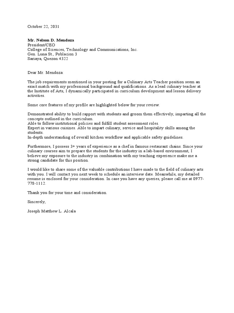 ALCALA Application Letter | PDF | Career & Growth