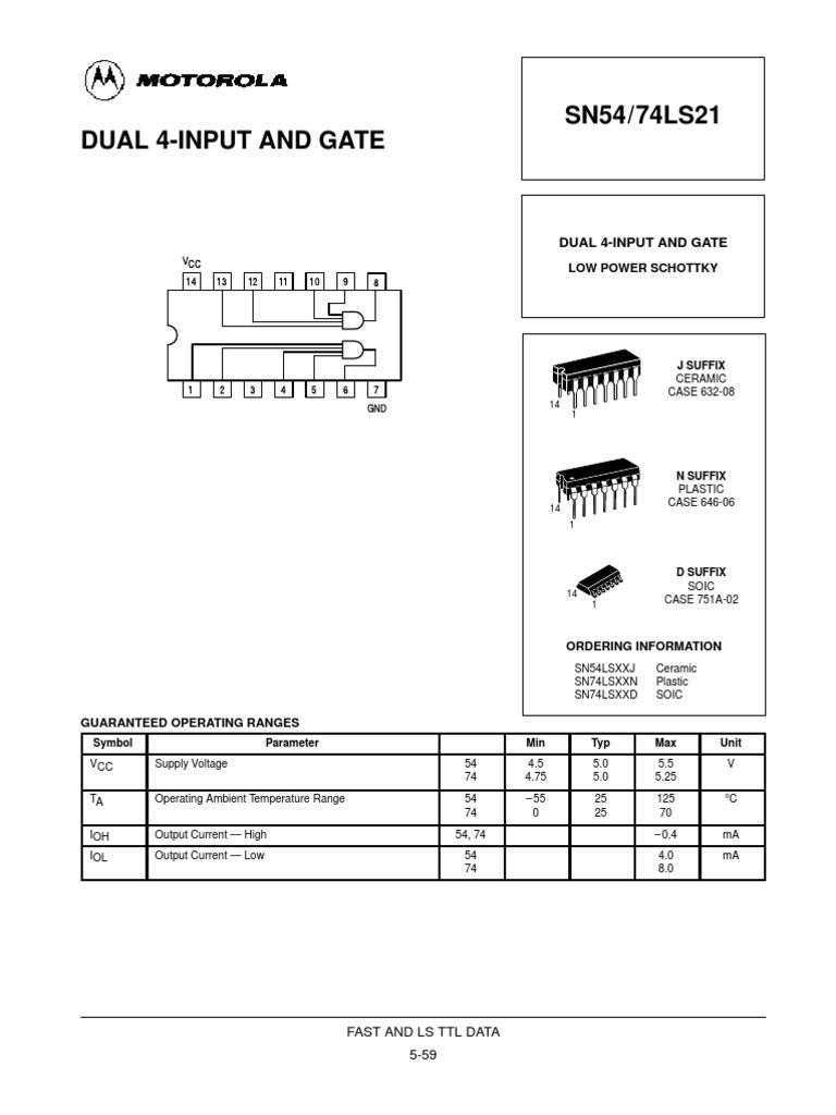 Datasheet 74LS21 | PDF | Electrical Engineering | Electricity