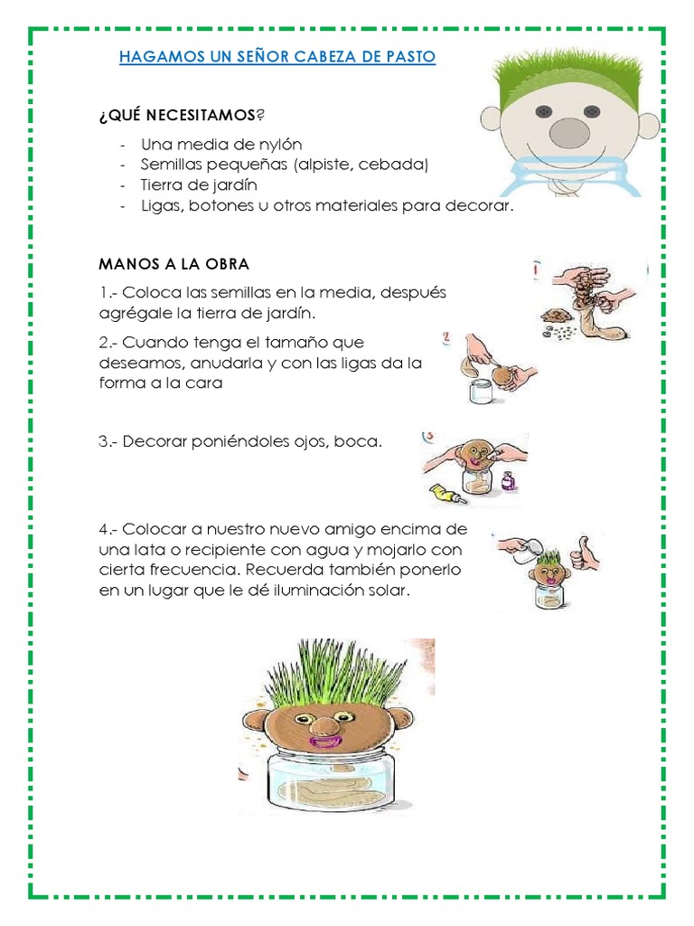 Instrucciones para hacer un Señor Cabeza de Pasto | PDF | Artes del ...