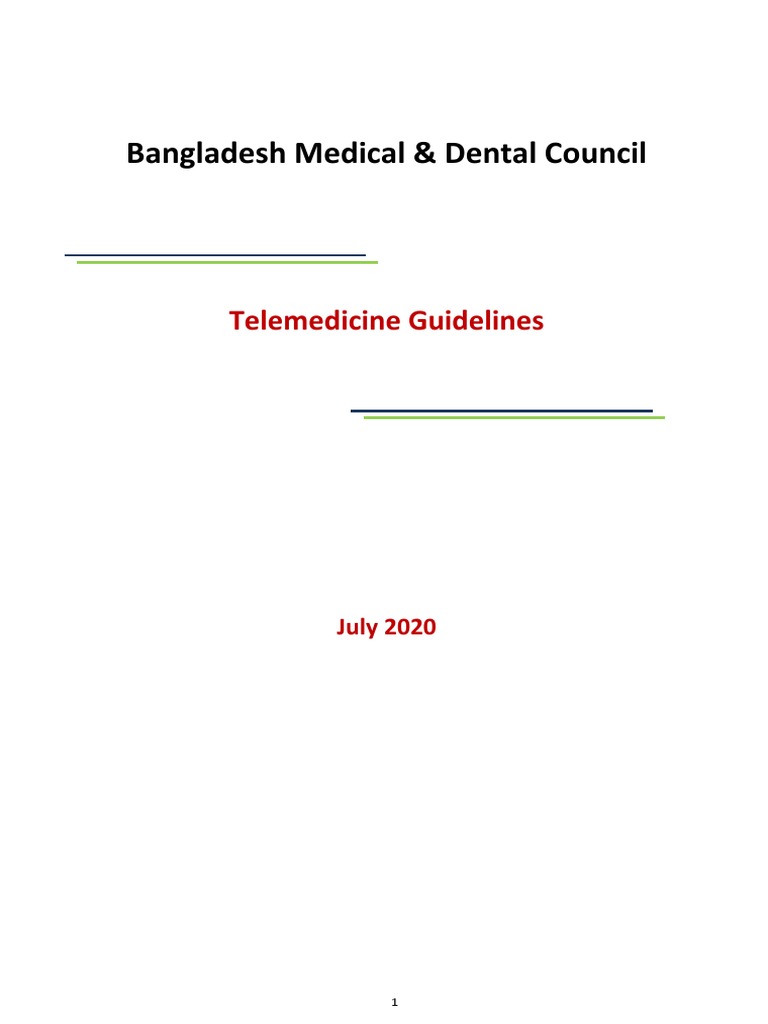BMDC Telemedicine Guidelines July2020 | PDF | Medicine | Health Care