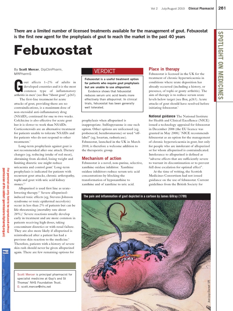 cp201007 Spotlight Febuxostat-261 | PDF | Gout | Clinical Medicine