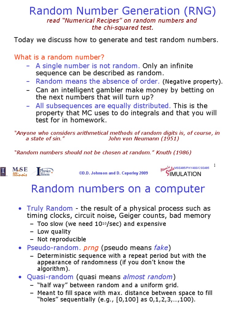 A Single Number Is Not Random. - Random Means The Absence of Order | PDF | Randomness ...