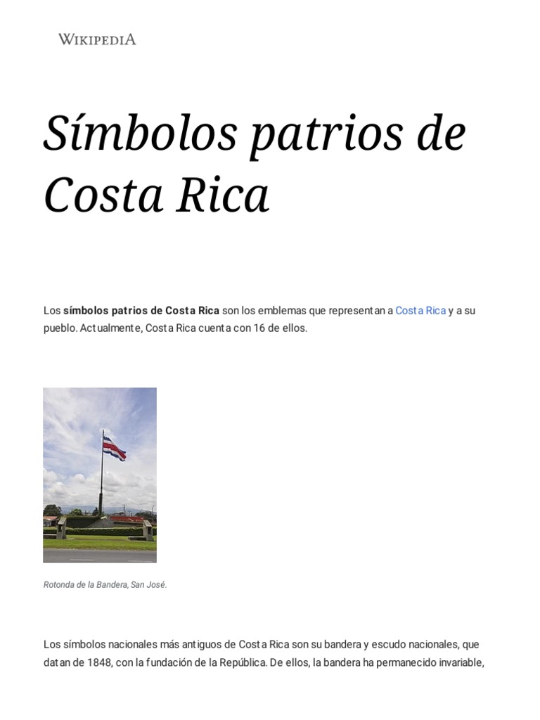 Símbolos Patrios de Costa Rica - Wikipedia, La Enciclopedia Libre | PDF ...