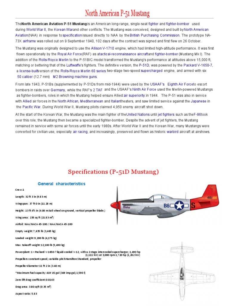 North American P-51 Mustang | PDF | North American P 51 Mustang | Aviation