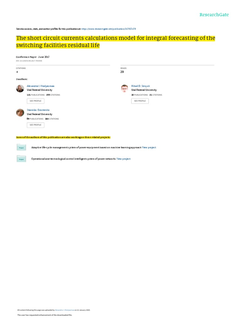 The Short Circuit Currents Calculations Model For Integral Forecasting of The Switching ...