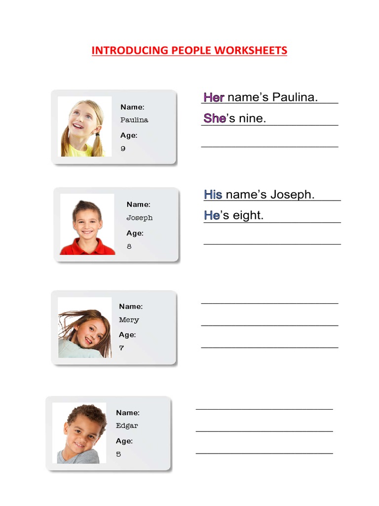 2nd Grade-Introducing People Worksheets | PDF