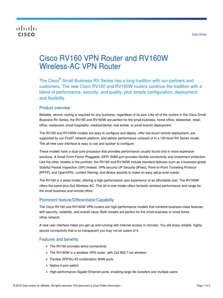 Cisco RV160 VPN Router and RV160W Wireless-AC VPN Router: Product ...