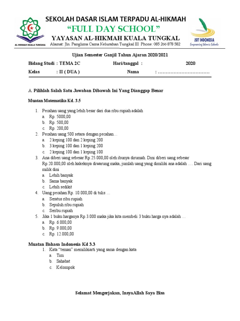 Soal Ujian Ganjil 2C | PDF