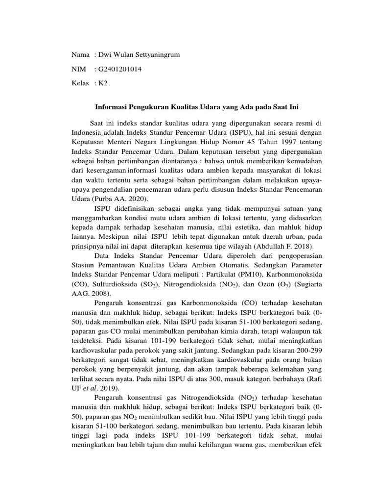 ISPU: Standar Kualitas Udara Indonesia | PDF | Sains & Matematika