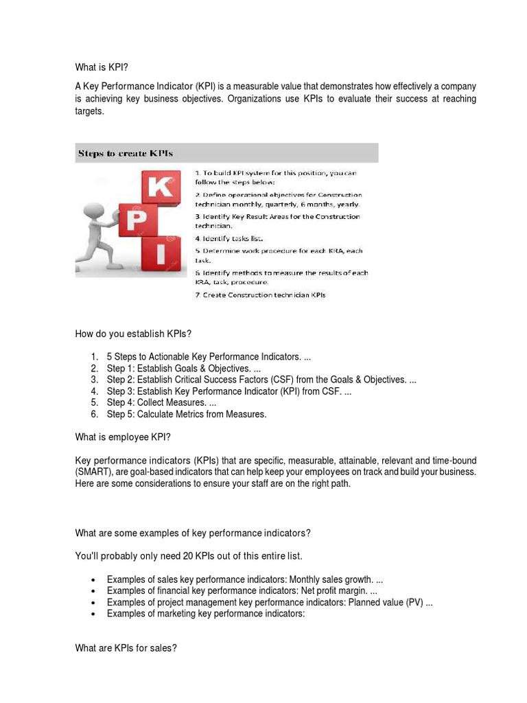 Key Performance Indicator Pdf Performance Indicator Goal