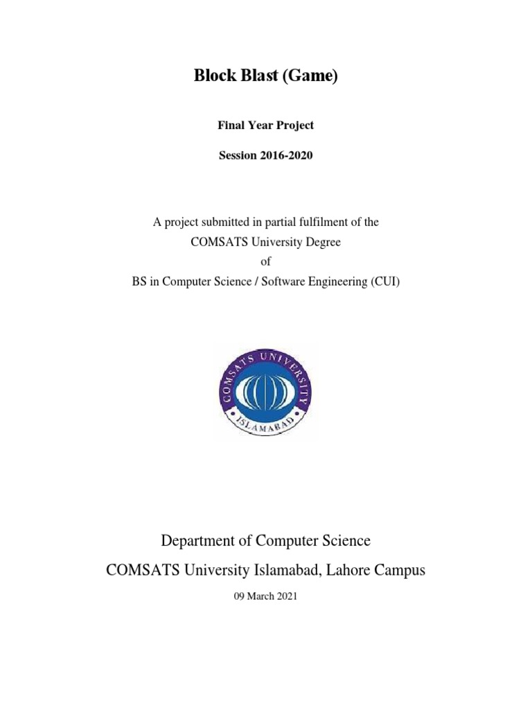 Block Blast (Game) : Department of Computer Science COMSATS University ...