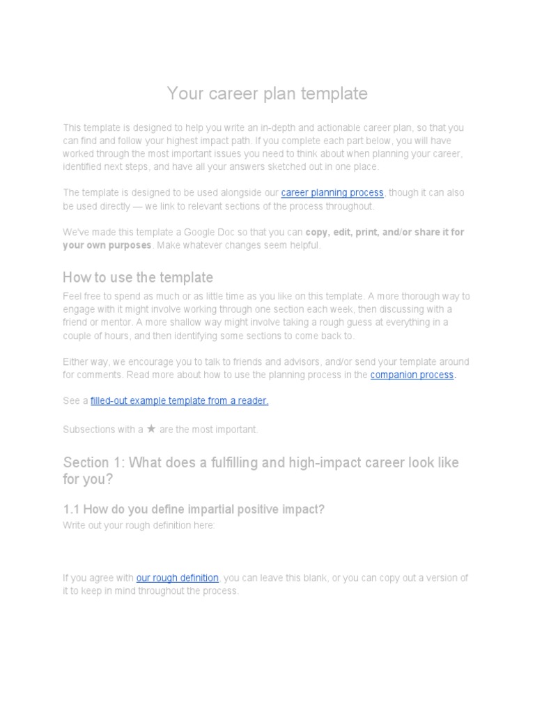 Your Career Plan Template | PDF | Brainstorming | Cognition