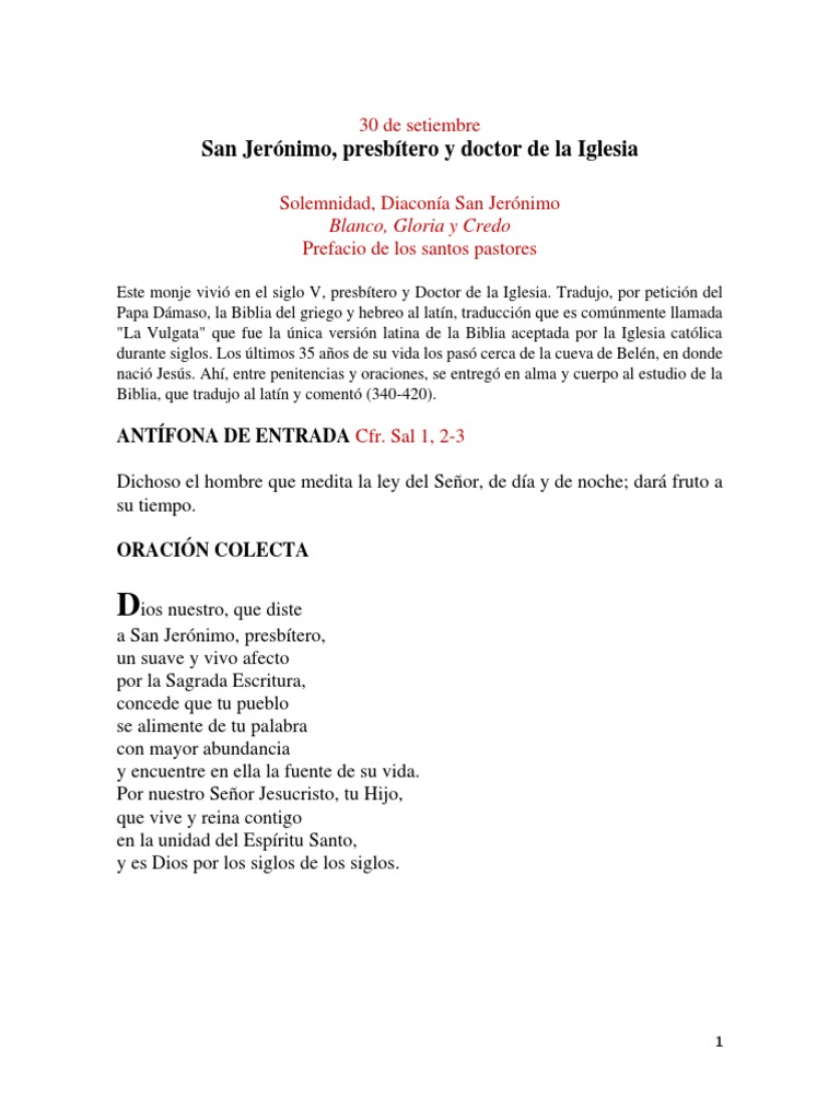 Fiesta Patronal San Jerónimo | PDF | Jerome | Biblia