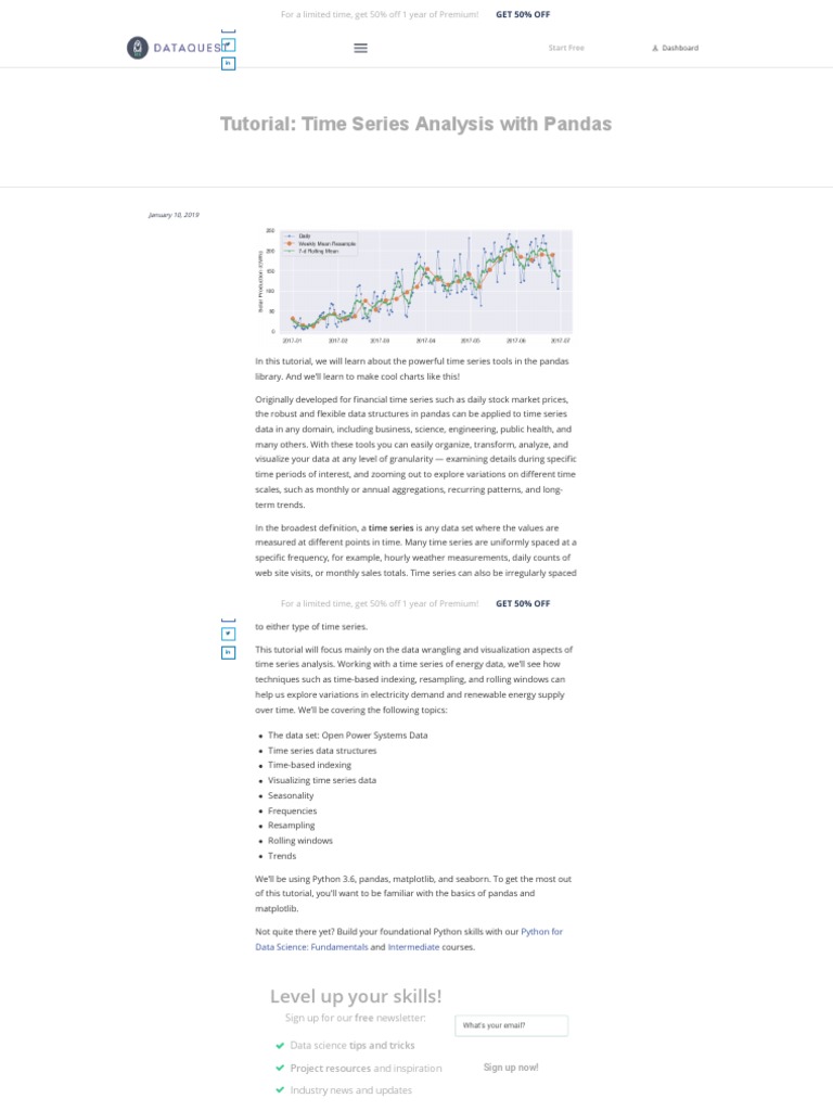 Tutorial - Time Series Analysis With Pandas - Dataquest | PDF ...