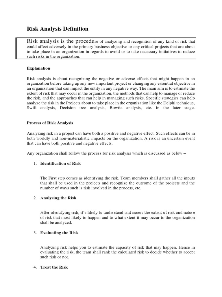 Risk Analysis Definition Explained | PDF | Risk | Risk Management