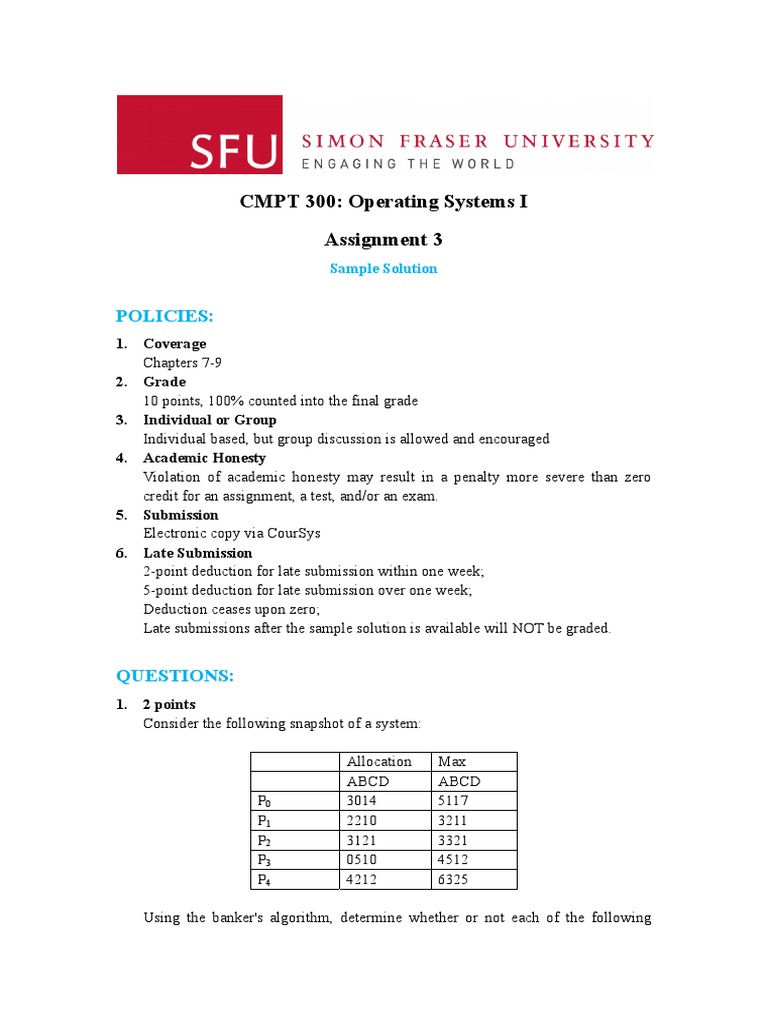 CMPT300 Assignment 3 Solution | PDF | Computer Programming | Computer Data