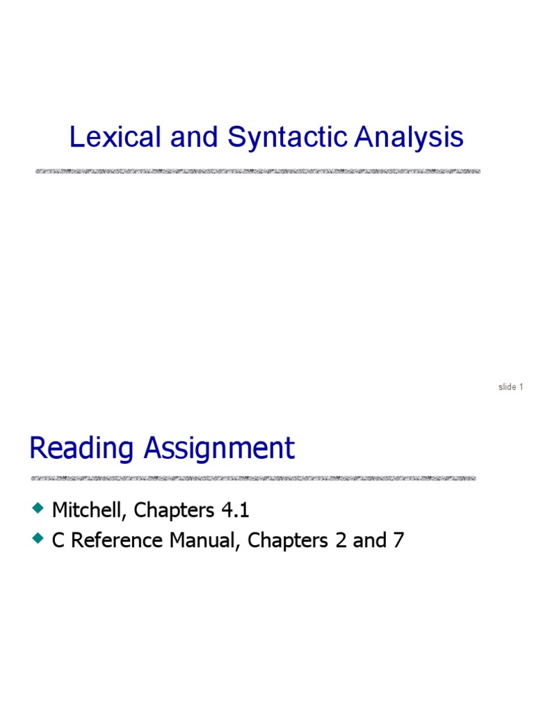 Lexical and Syntactic Analysis: Slide 1 | PDF | Parsing | Grammar