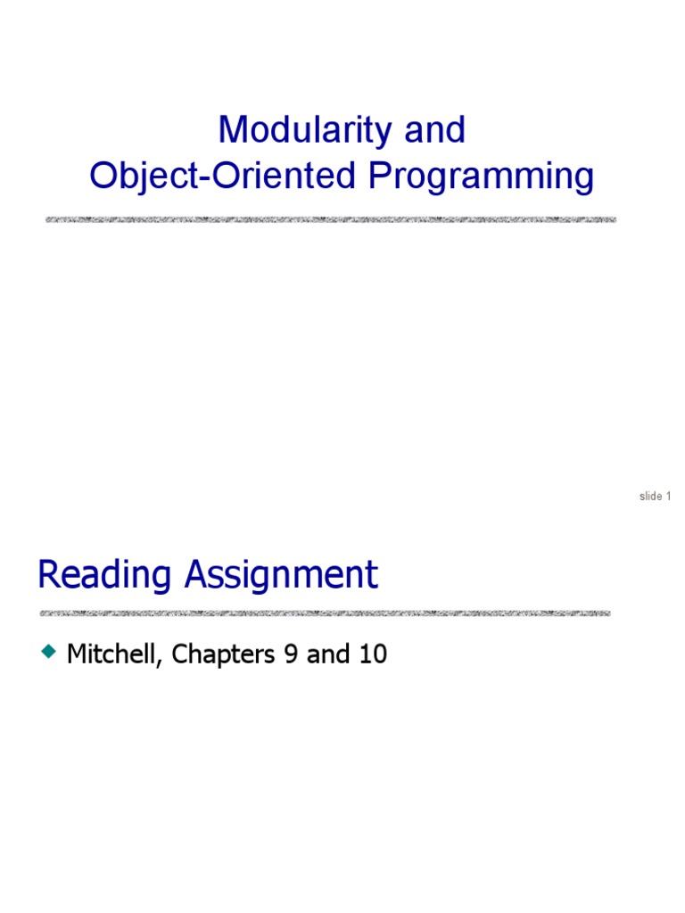 Modularity And Object Oriented Programming Slide 1 Pdf C Method Computer Programming 3388