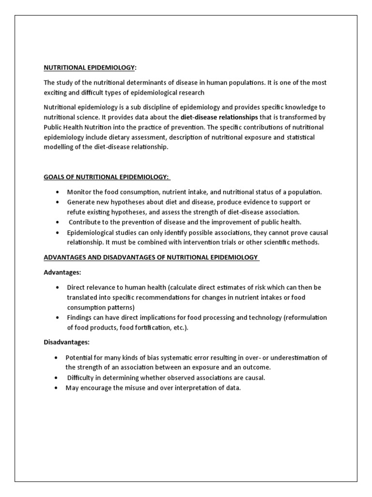 Nutritional Epidemiology Overview | PDF