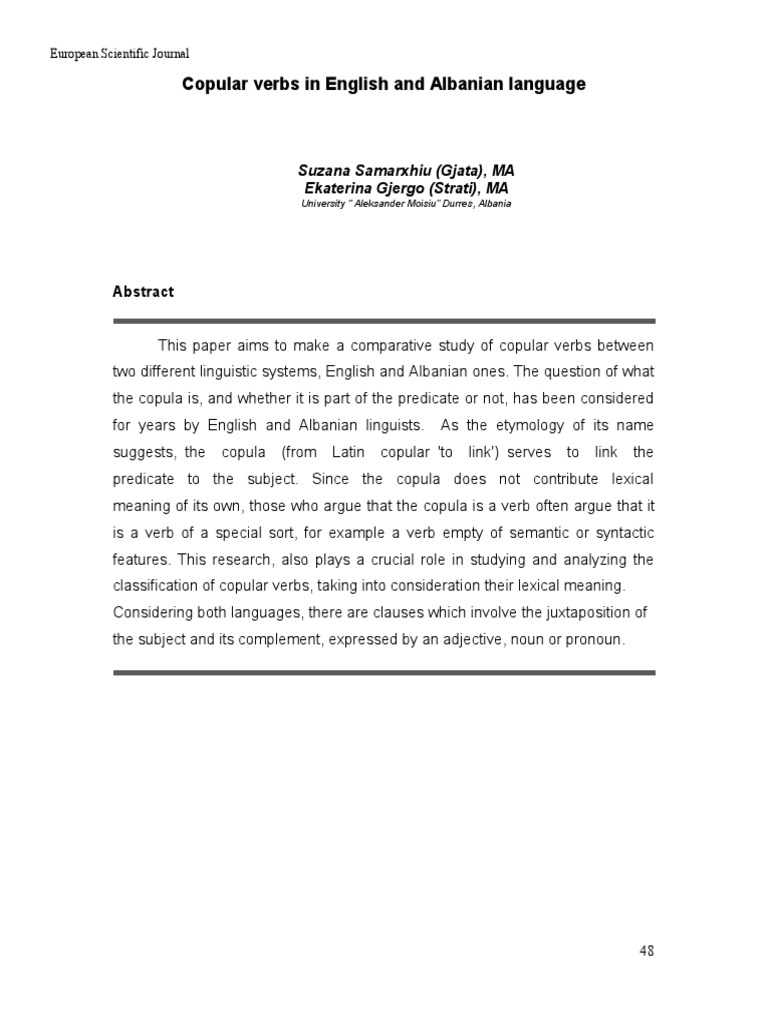 Copular verbs in English and Albanian language | PDF | Subject (Grammar ...