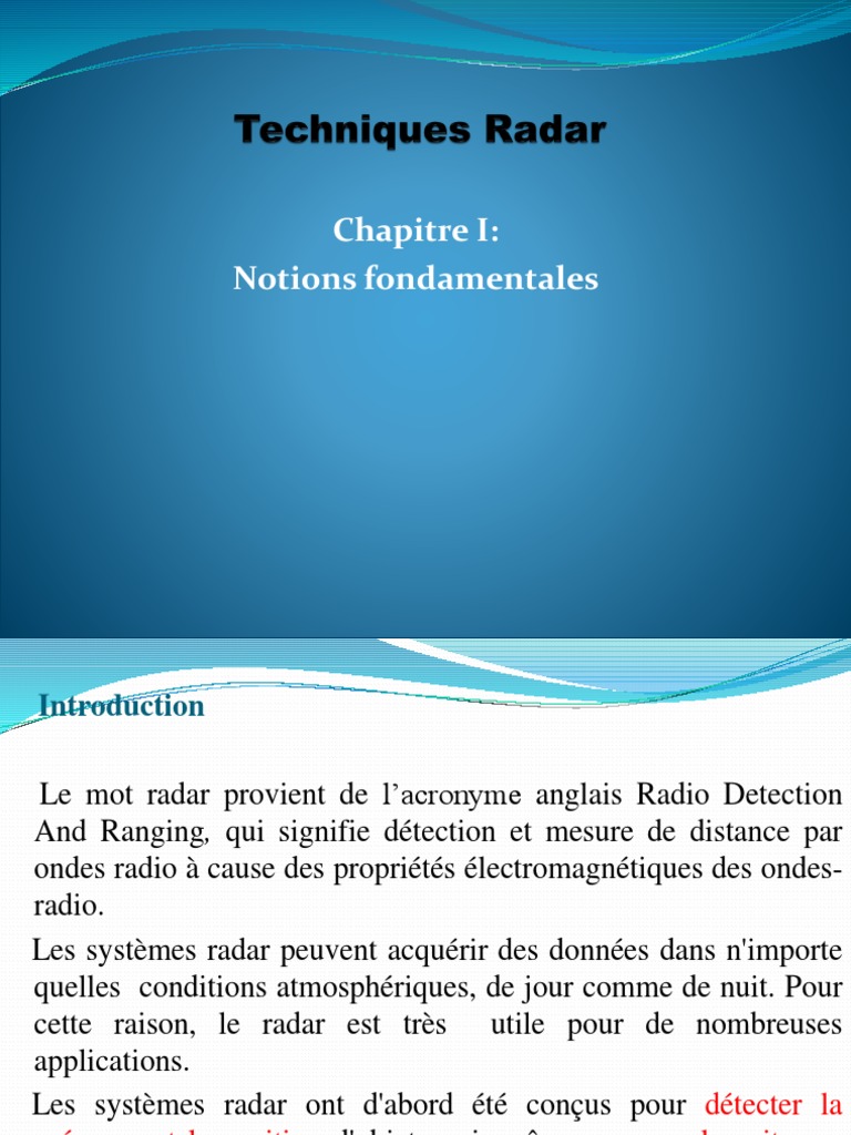 Techniques Radar 1 | PDF | Radar | Effet Doppler