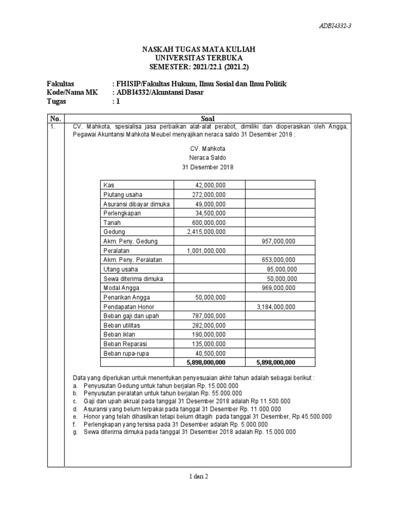 Soal Adbi4332 Tmk1 3 | PDF