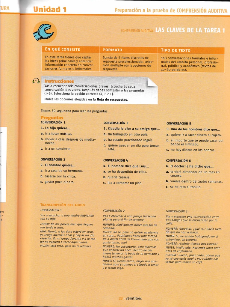Ejercicio de Comprensión Auditiva en Español | PDF