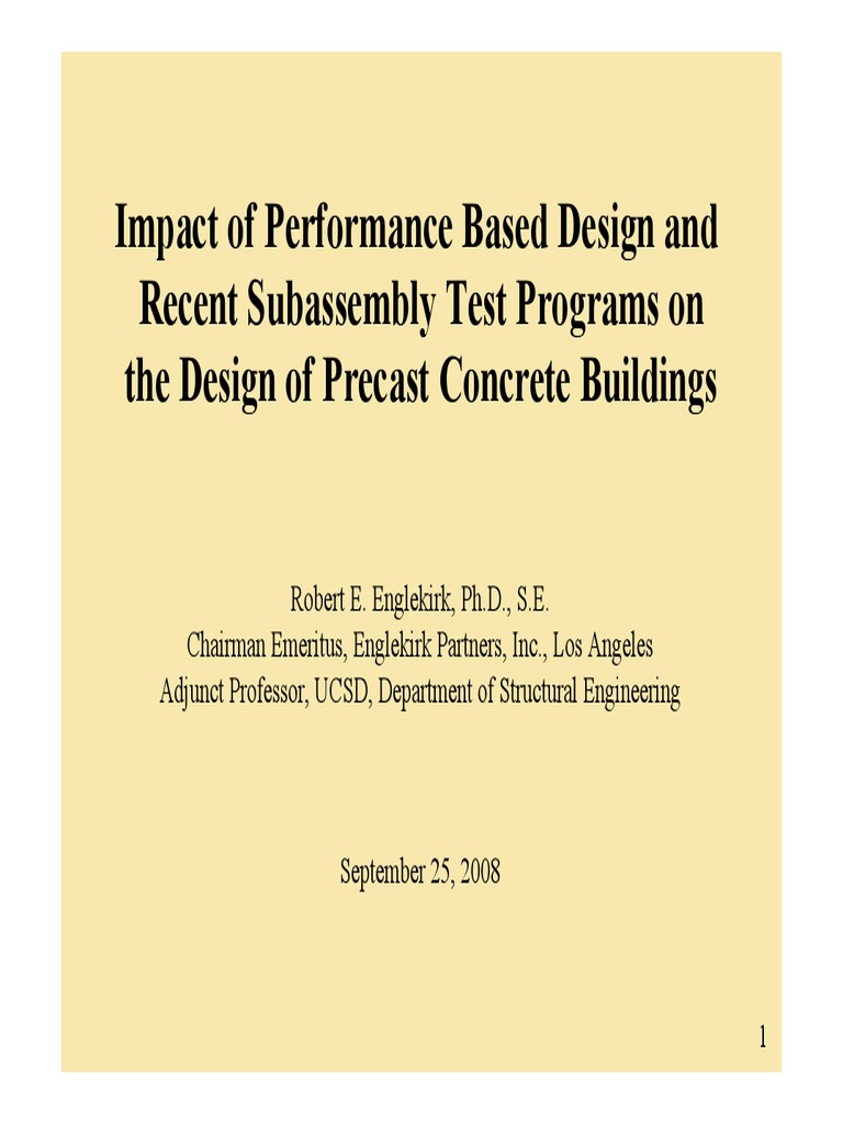 Impact of Performance Based Design On The Design of Precast Concrete ...