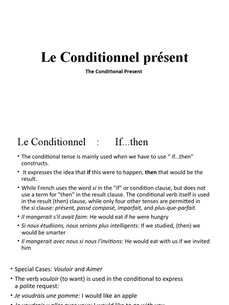 Le Conditionnel Présent: The Conditional Present | PDF | Grammatical ...