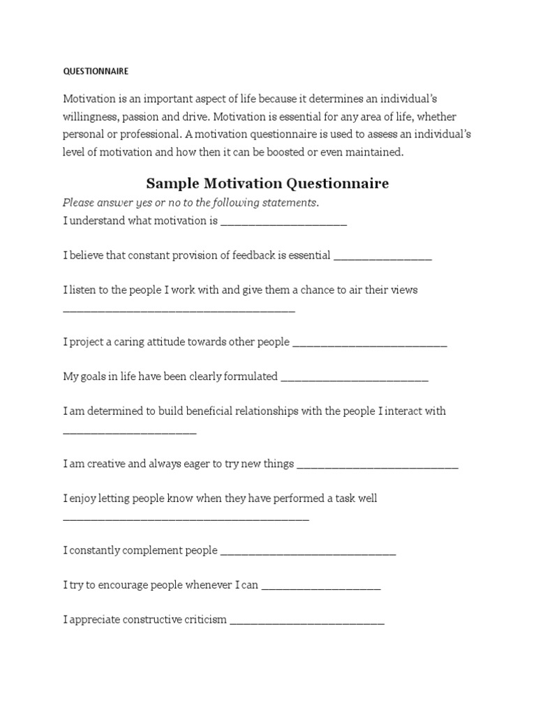 Motivation Self-Assessment | PDF | Self-Improvement