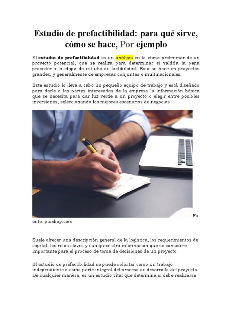 Estudio de Prefactibilidad: Guía Completa | PDF | Mercado (economía ...