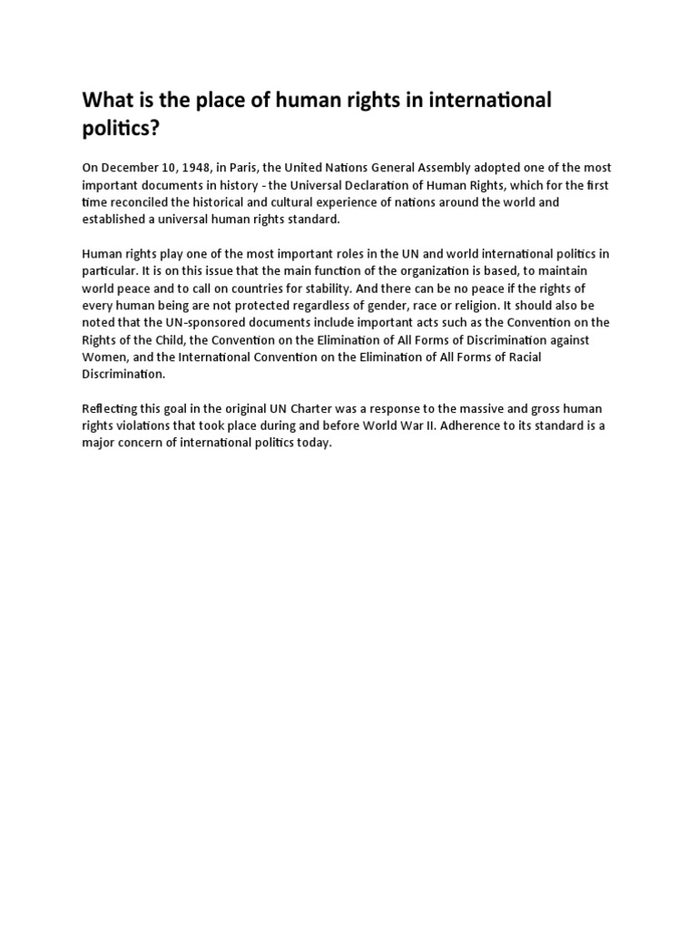 What Is The Place of Human Rights in International Politics | PDF ...