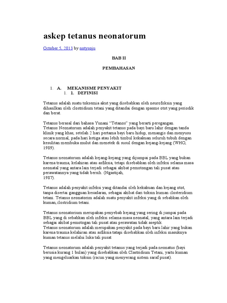 Askep Tetanus Neonatorum | PDF