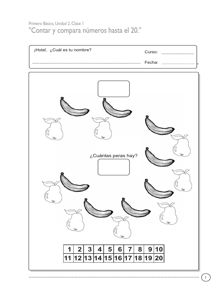 1contar y Comparar Números Hasta El 20 | PDF | Ocio