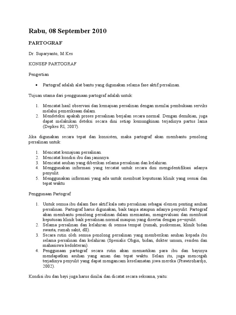 Lembar Partograf | PDF