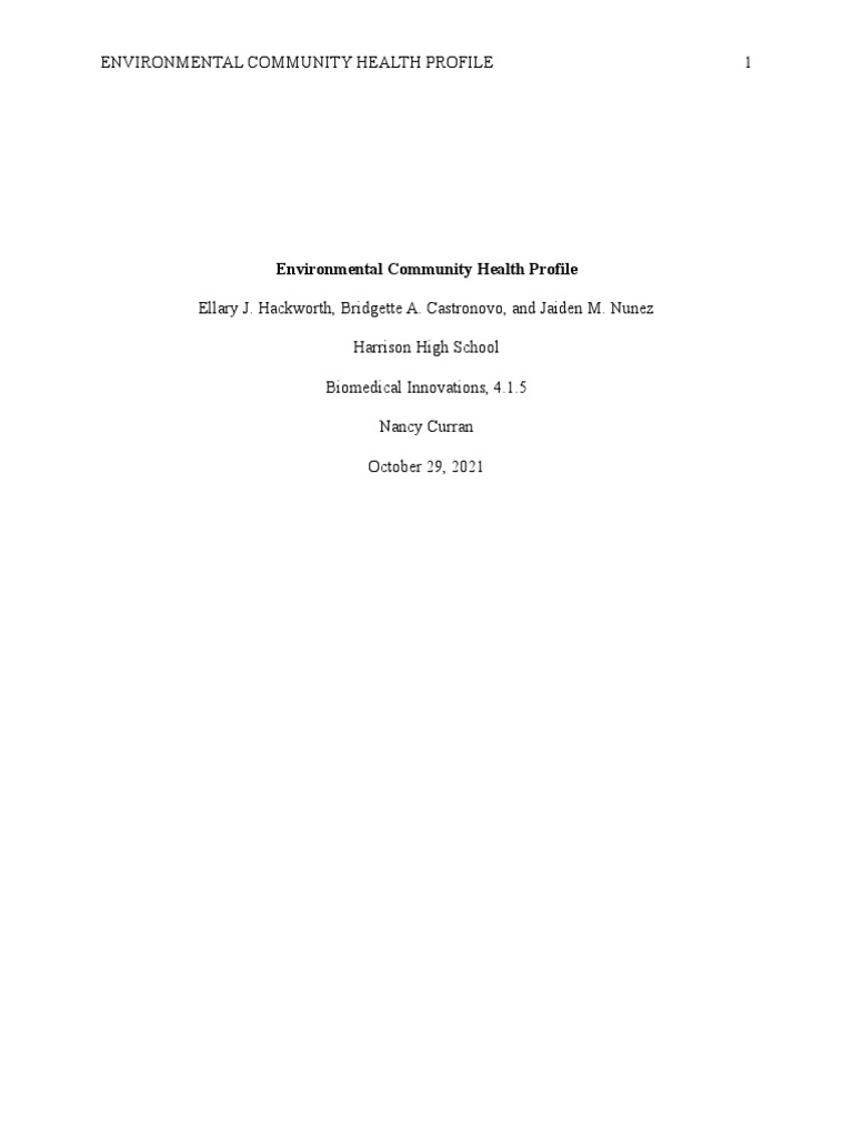 Environmental Community Health Profile | PDF | Superfund | Air Pollution
