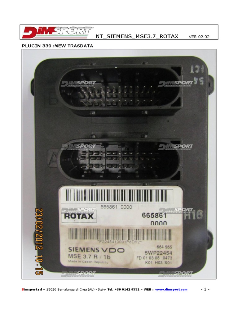 NT - Siemens - Mse3.7 - Rotax: Plugin 330:new Trasdata | PDF