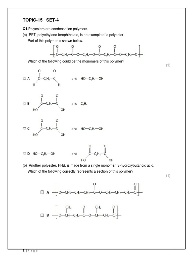 Topic 15 SET - 4 QS 3 NOV 21 - 211101 - 202426 | PDF | Polyester | Ester