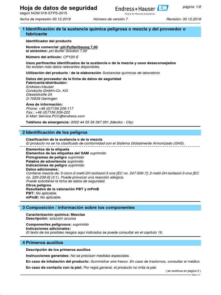 MSDS Cpy20-E (Mex) | PDF | Agua | Residuos